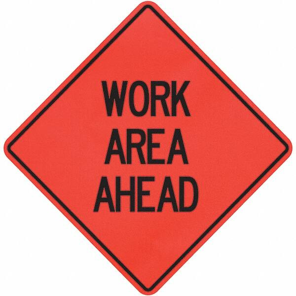 PRO-SAFE "Work Area Ahead," 36" Wide x 36" High Vinyl Traffic Control ...