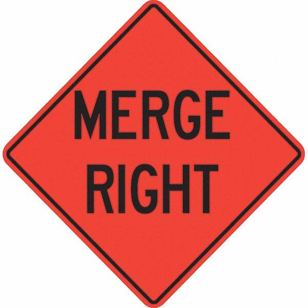 PRO-SAFE "Merge Right," 36" Wide x 36" High Vinyl Traffic Control Sign ...