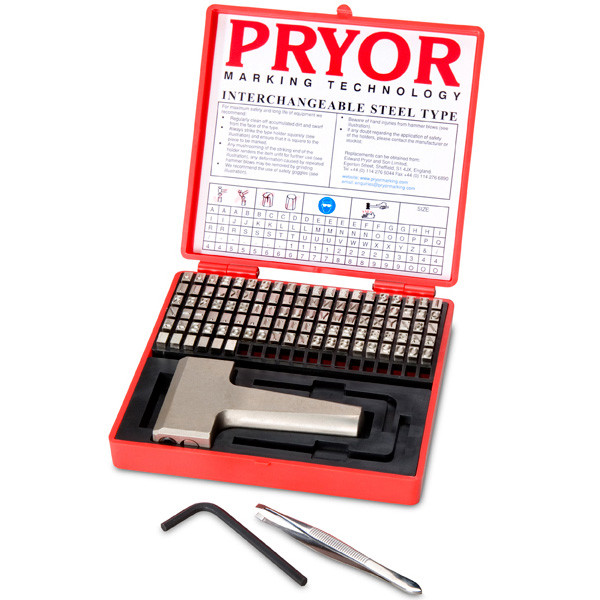 Pryor 106 Piece, 3/16 Inch Character, Hardened Steel Type Set 8 Character Capacity TIFH050 ...