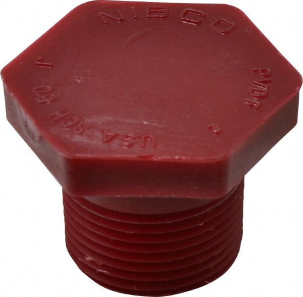NIBCO 1" PVDF Plastic Pipe Threaded Plug Schedule 80, MIPT x MIPT End ...
