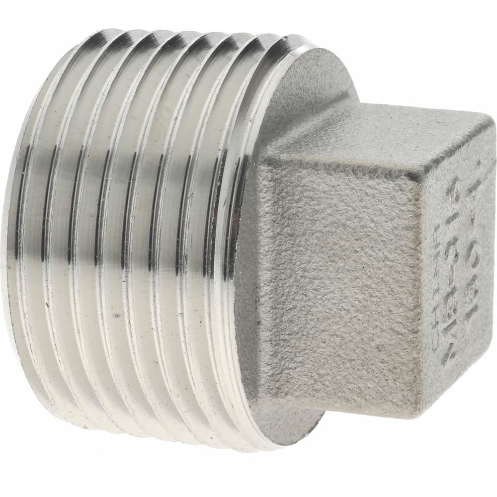Merit Brass 1" 316 Stainless Steel Pipe Square Head Plug MNPT Ends, 150 ...