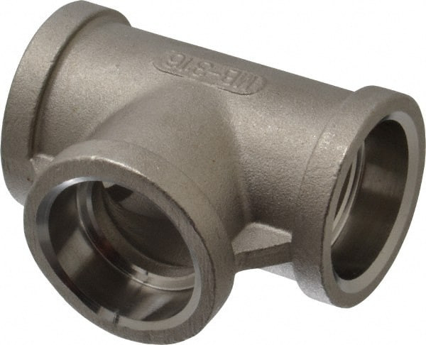 Merit Brass 1" 316 Stainless Steel Pipe Tee Socket Weld x Socket Weld x ...