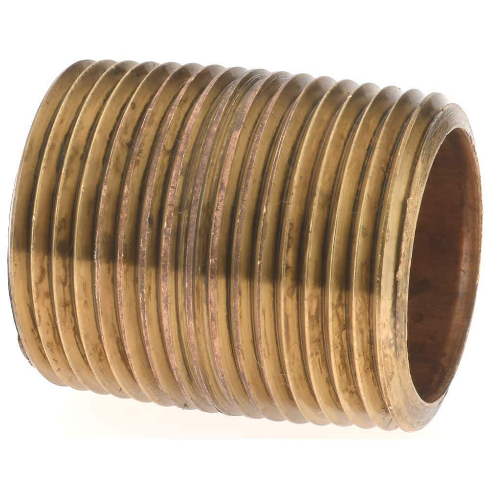 Merit Brass 1-1/2" Long, 1" Pipe Threaded Brass Pipe Nipple NPT Thread ...