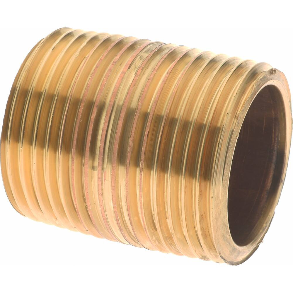 Merit Brass 1-1/2" Long, 1" Pipe Threaded Brass Pipe Nipple BSPT Thread ...