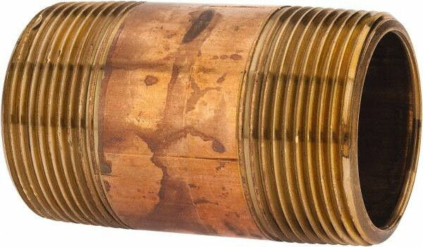 Merit Brass 3" Long, 1-1/2" Pipe Threaded Brass Pipe Nipple BSPT Thread ...