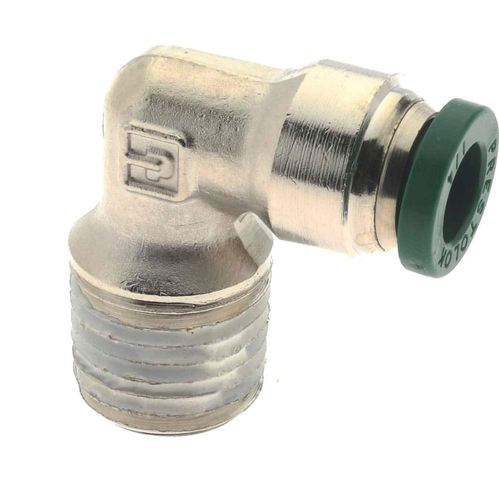 Parker Hannifin 1/4" Outside Diam, 1/4 NPTF, Nickel Plated Brass Push ...