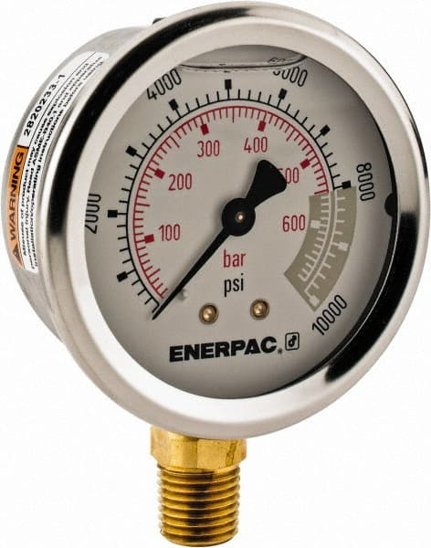 Enerpac 0 - 10,000 psi Liquid-Filled Hydraulic Pressure Gauge 1/4 NPTF ...