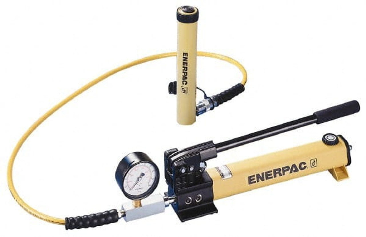 Enerpac 10 Ton Capacity, Cylinder No. RC-1010, Manual Hydraulic Pump & Cylinder Set Pump No. P ...