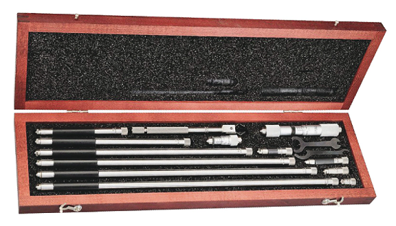 Starrett Tubular Inside Micrometer Set With Case, Lock Nut, Quick
