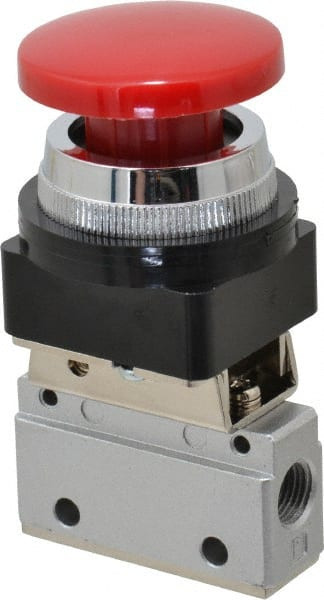 ARO Fluid Management 1/8" Inlet 3-Way 2-Position Palm Button Actuated ...