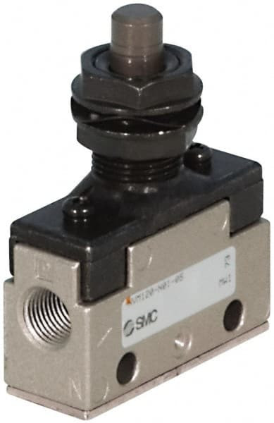 SMC Pneumatics 0.38 CV Rate, 1/4" NPT Inlet Mechanical Valve 3 Way, 3 ...