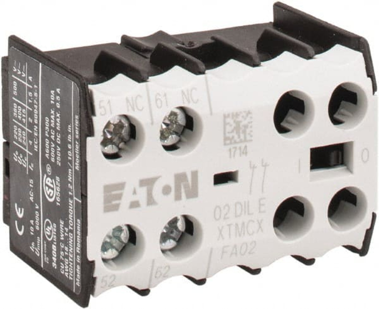 Eaton Cutler-Hammer 6 to 9 Amp, Contactor Front Mount Auxiliary Contact ...