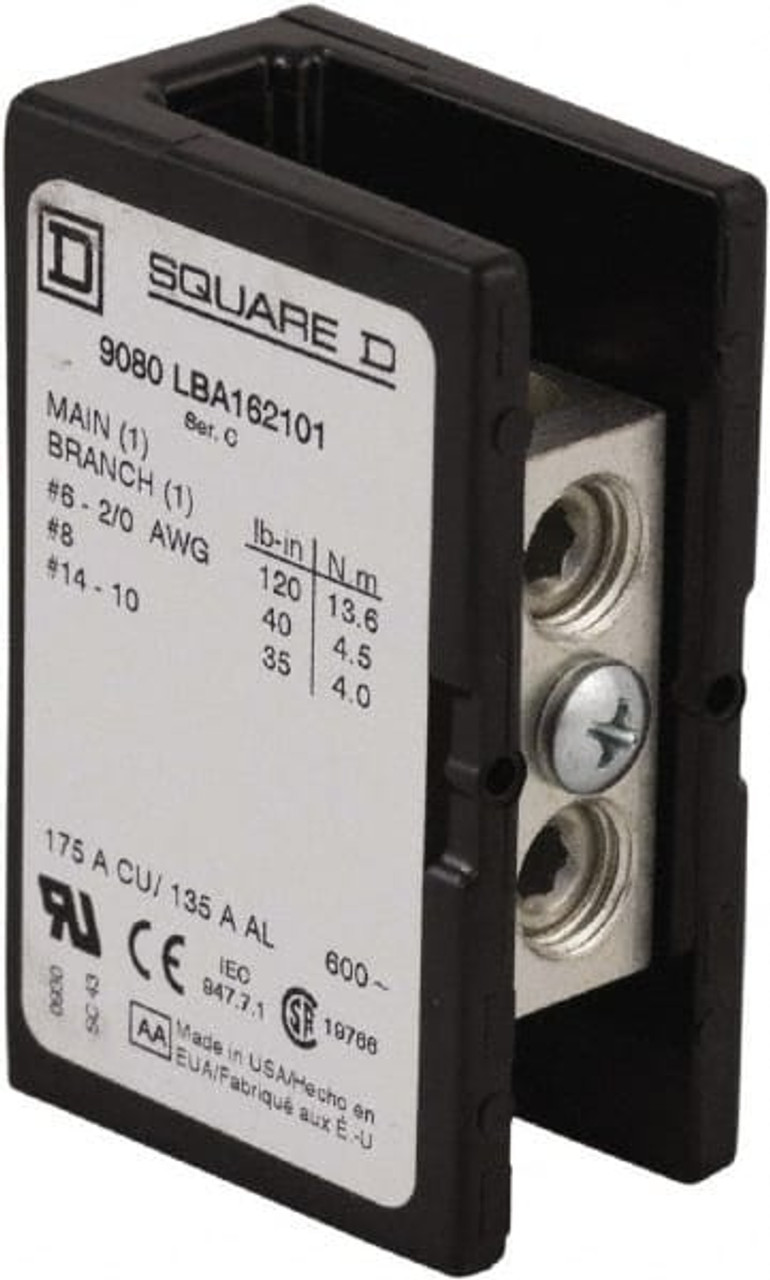 Square D 3 Poles, 135 (Aluminium), 175 (Copper) Amp, Phenolic Power Distribution Block 600 VAC ...