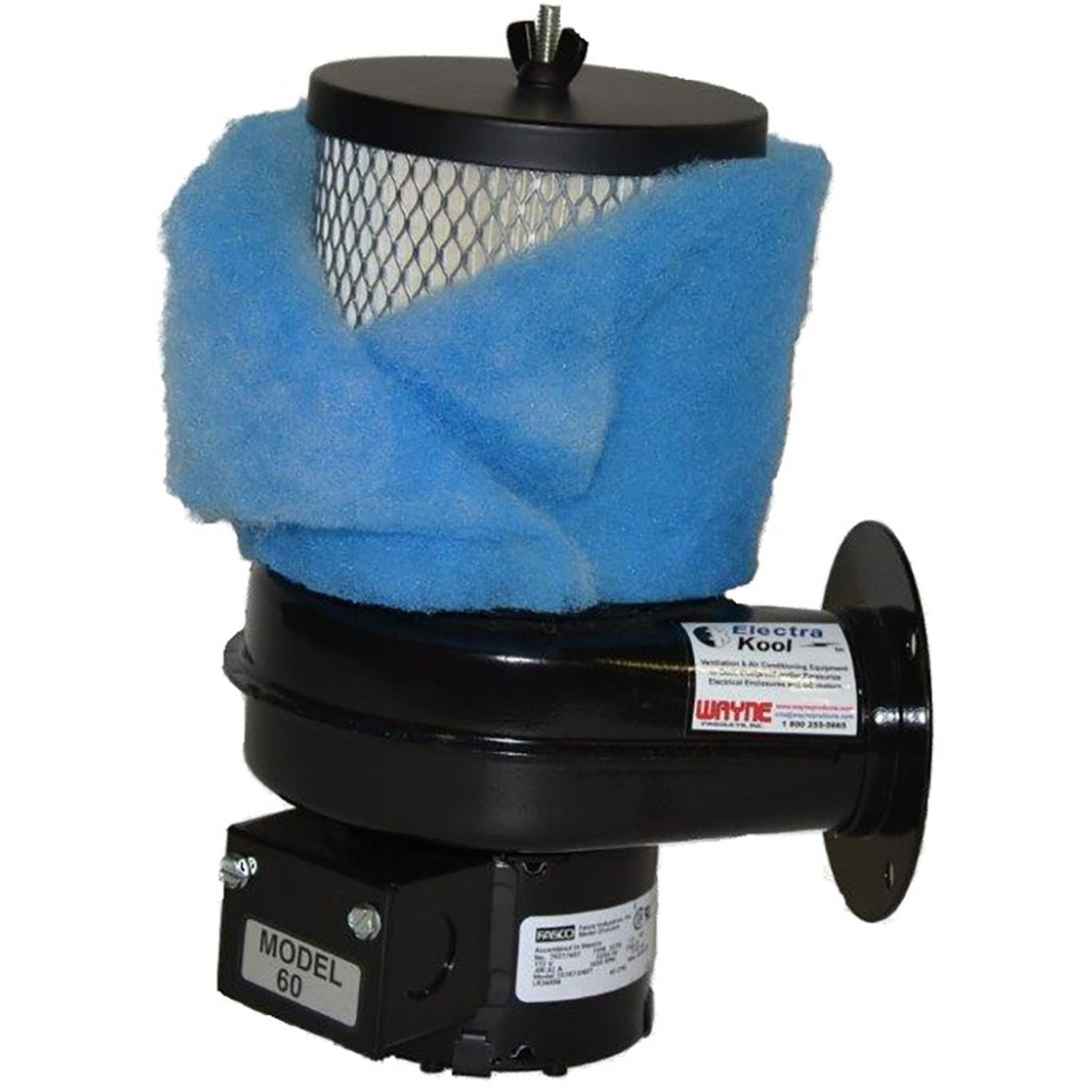 Electra-Kool 1 Phase, 0.49 Amp, 60 CFM, 3,030 RPM, Filtered Enclosure ...