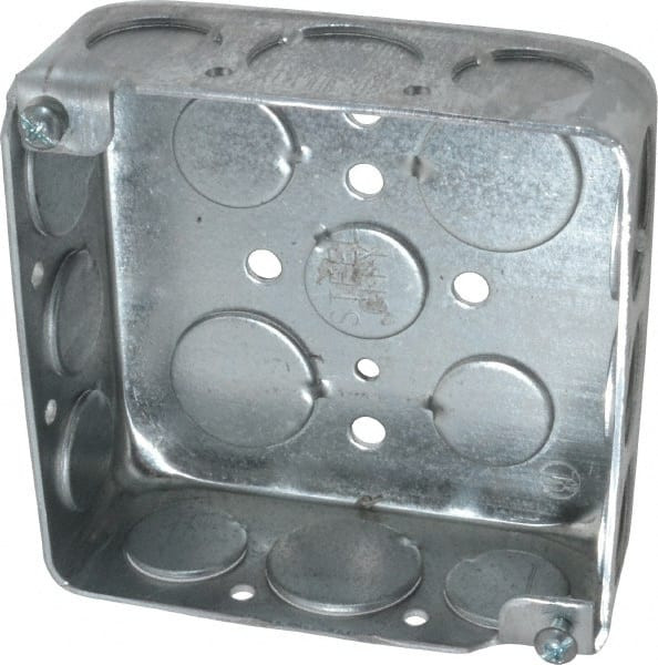 Thomas & Betts 4 x 4 x 1-1/2" Steel Square Outlet Box 2 Gangs, (11) 1/2 ...