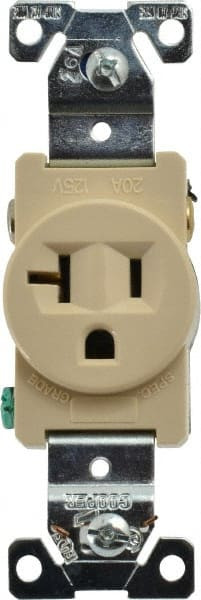 Cooper Wiring Devices 125 VAC 20A NEMA 5-20R Industrial Grade Ivory ...