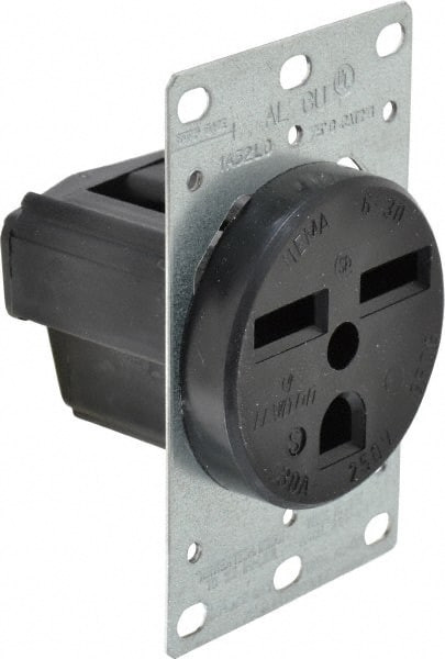 Leviton 250 VAC 30A NEMA 6-30P Industrial Grade Black Straight Blade ...