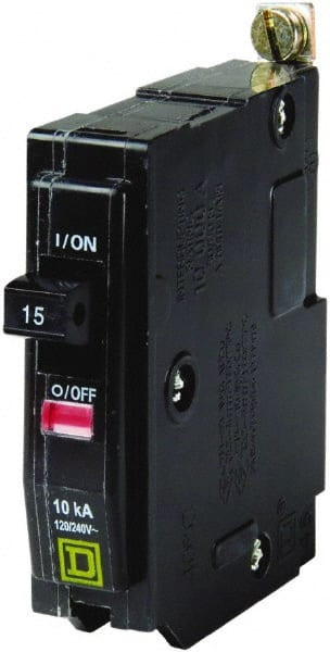 Square D 15 Amp, 240 VAC, 1 Pole, Bolt On Miniature Circuit Breaker 14 ...