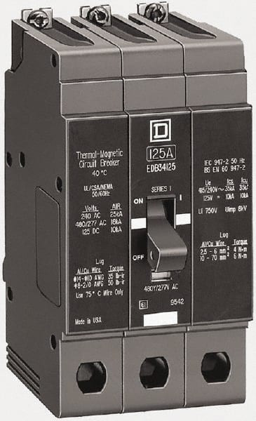 Square D 25 Amp, 480Y/277 Volt, 3 Pole, Bolt On Miniature Circuit ...