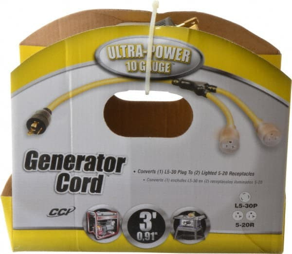 Southwire 3 Conductors, 125 VAC, 20 Amp, 10 AWG, Generator Cord For Use ...