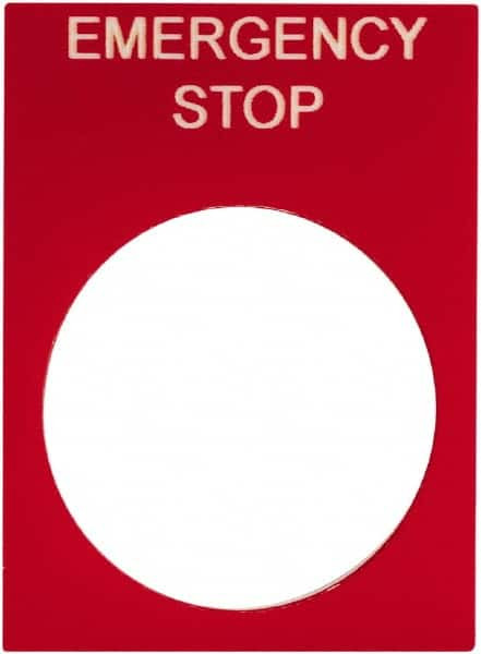 Schneider Electric Rectangular, PVC Legend Plate - Emergency Stop Red ...
