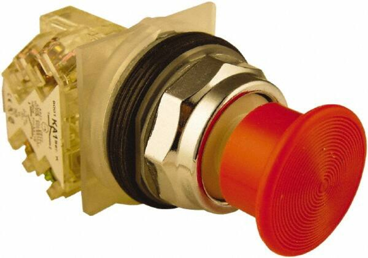 Schneider Electric 30mm Mount Hole, Extended Mushroom Head, Pushbutton Switch with Contact Block ...