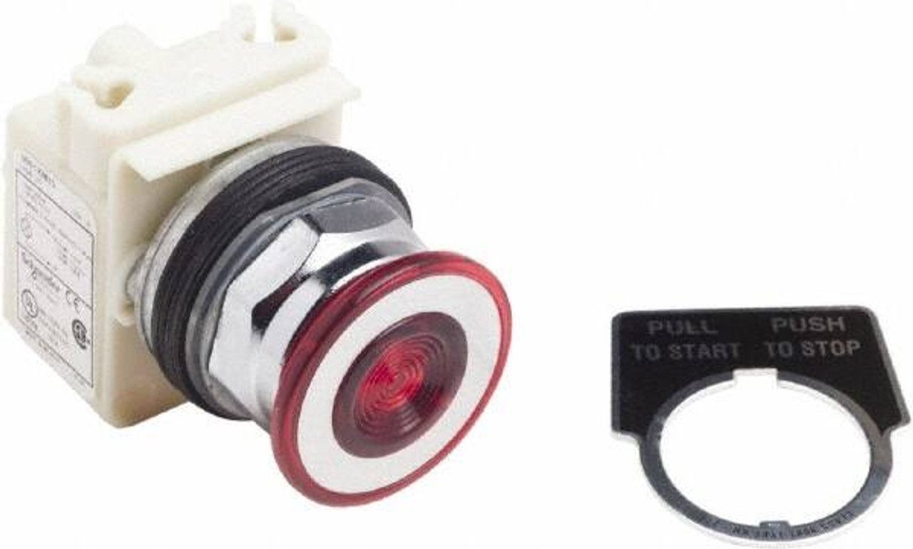 Schneider Electric 30mm Mount Hole, Extended Straight, Pushbutton Switch Only Red Pushbutton ...
