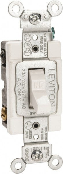 Leviton 2 Pole, 120 to 277 VAC, 20 Amp, Commercial Grade Toggle Wall ...