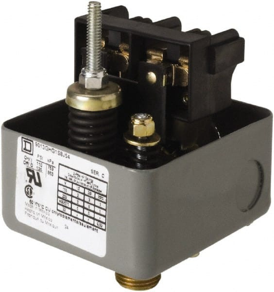 Square D 1 NEMA Rated, DPST, 110 to 125 psig, Vacuum Switch Pressure ...