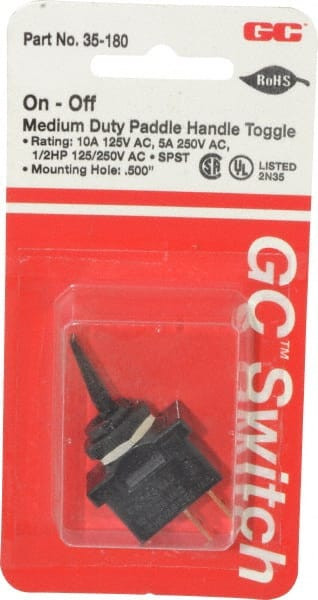 GC/Waldom Electronics SPST Medium Duty On-Off Toggle Switch Spade ...