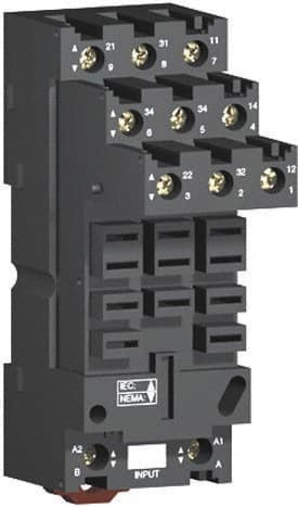 Schneider Electric 250 Volt, 12 Amp, Flat Relay Socket DIN Rail Mount ...