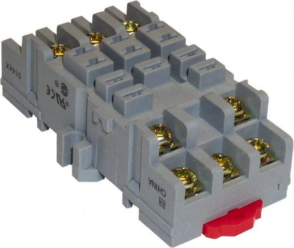 Square D 11 Pins, 600 VAC, 15 Amp, Spade Relay Socket DIN Rail Mount ...