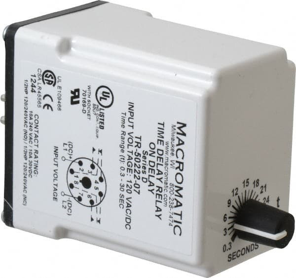 Macromatic 8 Pin, Multiple Range DPDT Time Delay Relay 10 Contact Amp ...