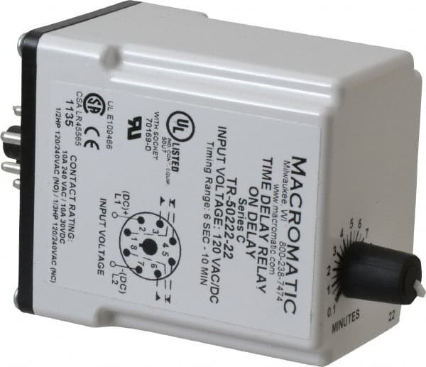Macromatic 8 Pin, 10 min Delay, Multiple Range DPDT Time Delay Relay 10 ...