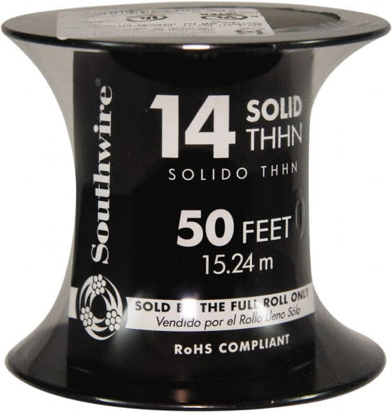 Southwire THHN/THWN, 14 AWG, 15 Amp, 50 ft. Long, Solid Core, 1 Strand ...