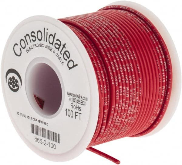 Made in USA 22 AWG, 7 Strand, 100 ft. OAL, Tinned Copper Hook Up Wire ...