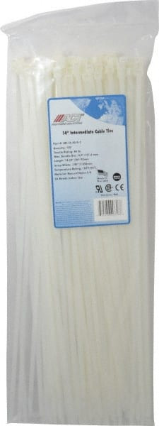 Made in USA 14-1/4" Long Natural (Color) Nylon Standard Cable Tie 40 Lb ...