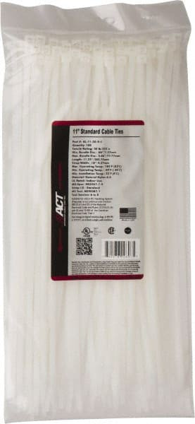 Made in USA 11-1/4" Long Natural (Color) Nylon Standard Cable Tie 50 Lb ...