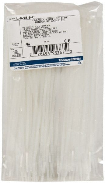 Thomas & Betts 6.4" Long Natural (Color) Nylon Standard Cable Tie 18 Lb ...