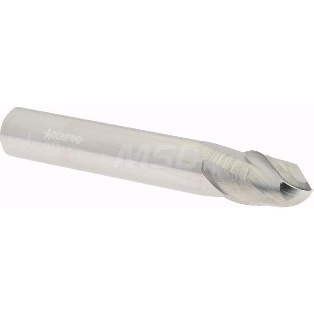Accupro 12mm Diam, 16mm LOC, 2 Flute Solid Carbide Ball End Mill ...