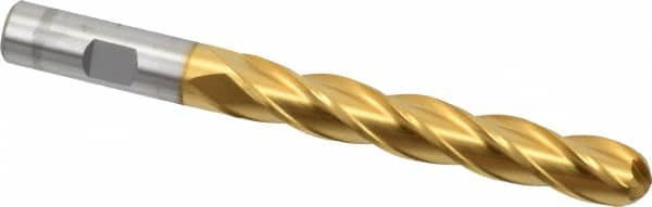 Cleveland 1/2" Diam, 3" LOC, 4 Flute High Speed Steel Ball End Mill TiN ...