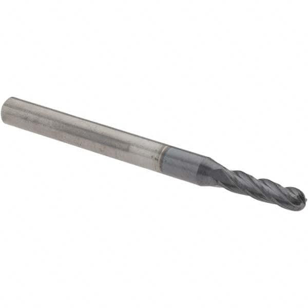 Melin Tool 3/32" Diam, 3/8" LOC, 4 Flute Solid Carbide Ball End Mill ...