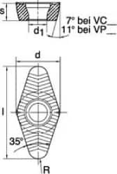 LMT Fette VCGT 220530-ALM LW610 Carbide Milling Insert Uncoated, 0.8661 ...