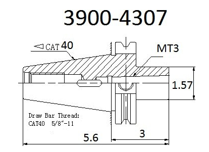 Precise CAT 40 V-Flange to MT3 Tang End Morse Taper Adapter, 5.6" OAL ...