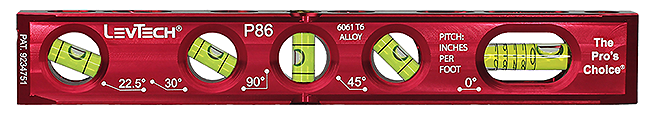LevTech P86 5 Vial Plumber’s Level - Red - 01-020-861