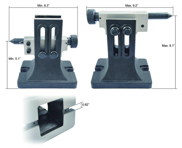 Precise 5.2-8.1" Adjustable Tailstock For 8-12" Rotary Tables - 3906 ...