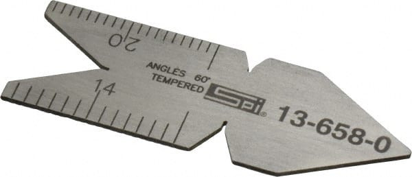 SPI 60° Angle, Stainless Steel Center Gage 1/32 to 1/14 Inch Graduation ...