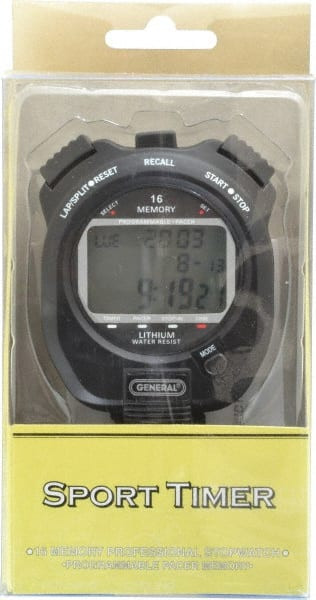 General Large Display with 16 Memory Stop Watch Black SW-888L ...