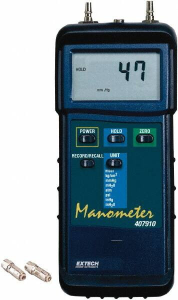 Extech 29 Max psi, 2% Accuracy, Differential Pressure Manometer 407910 ...