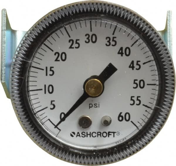 Ashcroft 1-1/2" Dial, 1/8 Thread, 0-60 Scale Range, Pressure Gauge ...